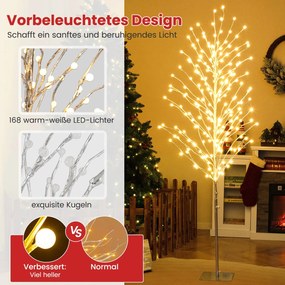 Costway Dekorační LED bříza 186 cm s teplým bílým světlem