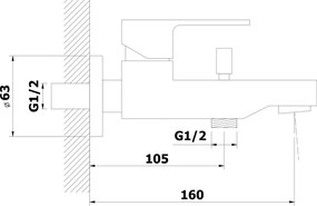 Bruckner Sieger vanová baterie nástěnná 150 mm chrom 914.010.1