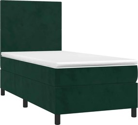 Box spring postel s matrací tmavě zelená 90x190 cm samet 3142878