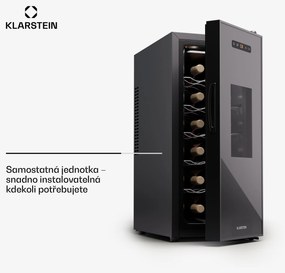 Klarstein Silent Vino 12 Uno Slim, vinotéka, 30 l/12 lahví, 5-18 °C, dotykový displej