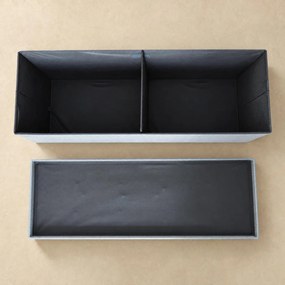 Obdélníkový taburet s úložným prostorem, skládací, 110 × 38 × 38 cm, šedý