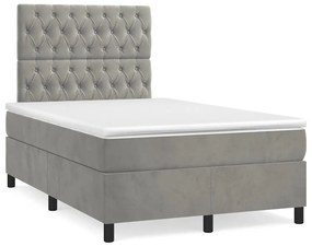 Box spring postel s matrací světle šedá 120x190 cm samet 3270013