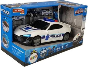 LEAN Toys Policejní auto, úložný prostor, garáž 2 v 1, policista, malá autíčka, zvuky, světla
