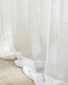 Závěs na kroužcích barva krémová látka poloprůhledná, pletený vzor, vzorované