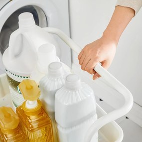 3-podlažní vozík na kolečkách, s rukojetí, v bílé barvě