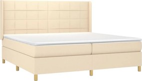 Box spring postel s matrací a LED krémová 200x200 cm textil 3138906