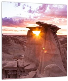 Obraz - západ slunce na poušti (30x30 cm)