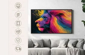 Král barevné energie - obraz - Neonový lev v pohybu 85 - A2 – 420 × 594 mm - 459 Kč