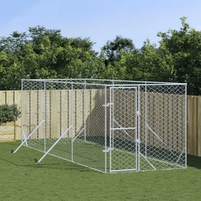 Venkovní psí kotec stříbrný 2 x 6 x 2 m pozinkovaná ocel 3190452