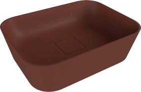 Polysan Banera Square umyvadlo na desku 50 x 36 cm bez otvoru pro baterii bez přepadu litý mramor hnědá mat 14596.71