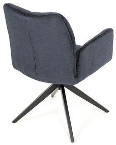 AUTRONIC Židle jídelní, modrá látka, otočný mechanismus 180°, černý kov