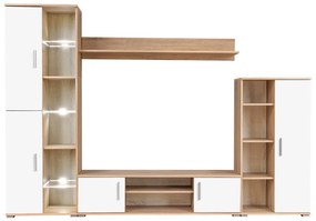 Obývací stěna s LED osvětlením dub sonoma a bílá 246030
