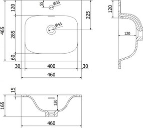 Mexen Vela, umyvadlo na zapuštění 46 x 46,5 cm, bílá matná, 25234501