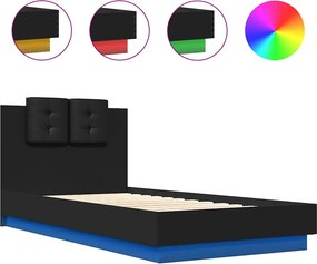Rám postele s čelem a LED osvětlením černý 75 x 190 cm 3210067