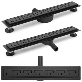 Rea PRO Black Matt, lineární odtokový žlab 60cm, vzor Greek, černá matná, REA-G8023