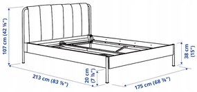 IKEA TALLASEN Čalouněný rám postele Kulový šedozelený/Lonset 160x200 cm