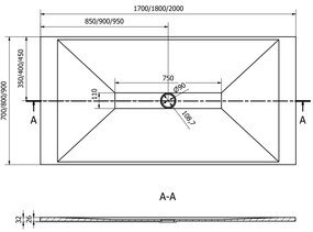 Mexen Toro obdélníková vanička do sprchového koutu SMC 170 x 70 cm, Bílá - 43107017