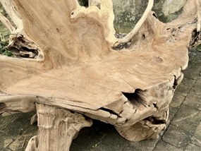 Královské křeslo z teakového kořene 195 cm – jedinečná lavice