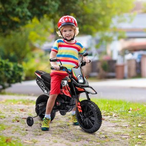 Dětská elektrická motorka AIYAPLAY křížový motocykl pod licencí Aprilia se 2 motory 12V, max. rychlost 6 km/h, tréninková kolečka, pružinové odpružen…