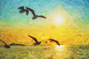 Obraz Ptáci Na Moři Nedostatek Nedostatek Plátno Canvas 30x20