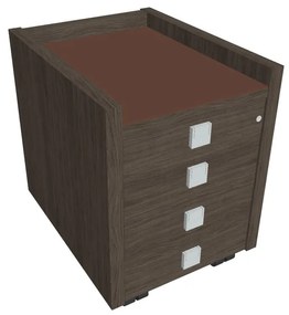 Mobilní kontejner Verno 47 x 60 cm se sklem, 4 zásuvky, dub antracit / hnědá