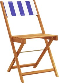 3dílný bistro set modrý a bílý textil a masivní dřevo 3281765