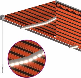 Ručně zatahovací markýza s roletou a LED 3,5x2,5m oranžovohnědá 3069405