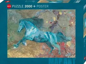 HEYE Puzzle Map Art: Kůň / 2000 dílků / 96,6 × 68,8 cm