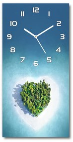 Wallmuralia Nástěnné hodiny Pláž tvar srdce 30x60 cm