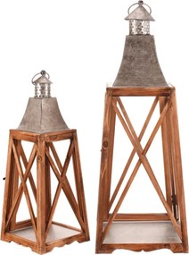 Set dvou dřevěných luceren hnědý DA207 (2 ks)