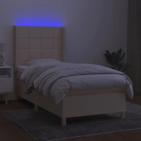 Box spring postel s matrací a LED krémová 90x190 cm textil 3138842