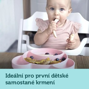 Canpol babies Silikonový dělený talíř s přísavkou Medvídek Krémový