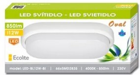 LED svítidlo Ecolite OVAL 12W/850lm 4000K IP54 šedý LED-BL12W-SED