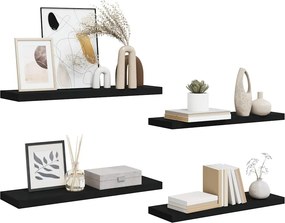 Plovoucí nástěnné police 4 ks černé 80 x 23,5 x 3,8 cm MDF 323837