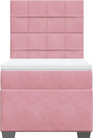 Box spring postel s matrací růžová 80 x 200 cm samet 3290767