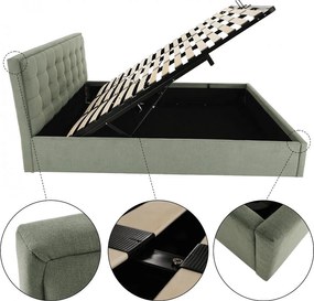 Tempo Kondela Čalouněná postel ELSIE 160x200, s úložným prostorem, mentolová