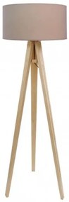 Stojací lampa Luna béžová + bílý vnitřek + dřevěné nohy