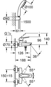 Grohe Start Páková vanová baterie s ruční sprchou chrom 23413002