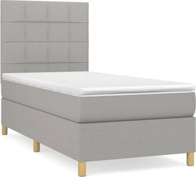 Box spring postel s matrací světle šedý 100 x 200 cm textil 3142313