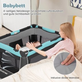Costway 5 in 1 Skládací dětská postýlka s odnímatelnou korbičkou