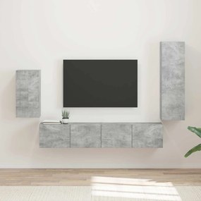 Sestava TV skříněk 4 ks Betonově šedá Kompozitní dřevo 3409009