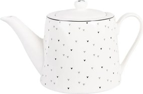 Bílá porcelánová konvička se srdíčky Lovely Day - 23*14*14 cm / 1000 ml