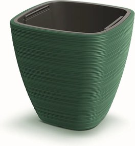 Plastový květináč VENAS SQUARE 38,8 cm tmavě zelený