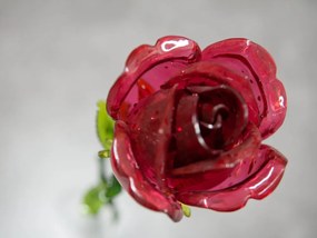 Umělá květina - Růže červená, křišťálová 81cm, 12ks