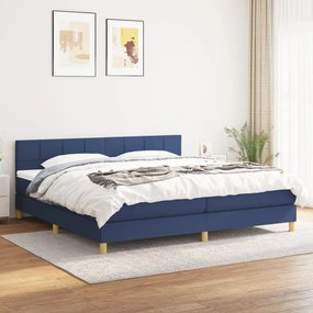 Box spring postel s matrací modrá 200x200 cm textil 3140647