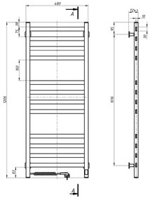 Koupelnový žebříkový radiátor s term. AVANGARD 459W/230V 120,6 cm IP44 bílá levá