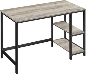 Psací stůl 120x60 cm, počítačový stůl se 2 policemi na levé nebo pravé straně, greige