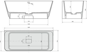 Polysan Skylla vana nástěnná stojící 169 x 75 cm litý mramor bílá šedá mat 72430.32