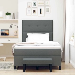 Postel s boxspringem s čelo Tmavě šedá 120 x 190 cm textil 3344052