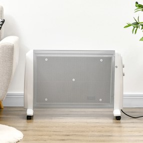 HOMCOM Mika topidlo 1000W/2000W s nastavitelným termostatem, 4 kolečka, 15-20 m², bílá